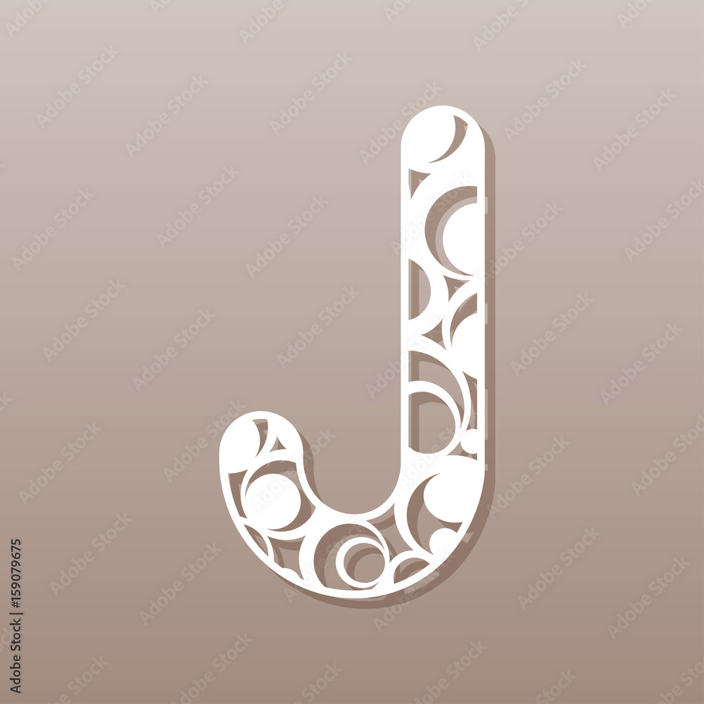 Letter J laser cut. English alphabet. Vector illustration. Stock Vector ...
