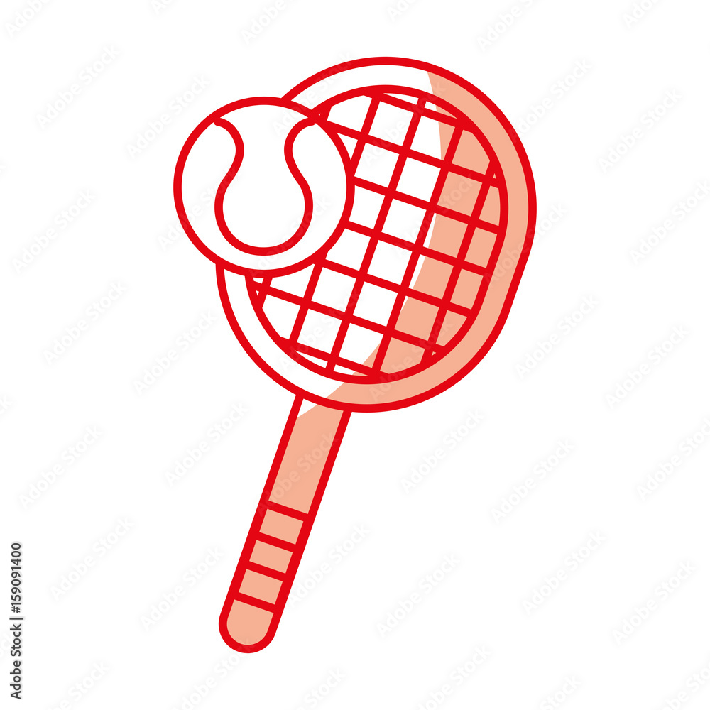 shadow red tennis racket and ball cartoon vector grapphic design Stock ...