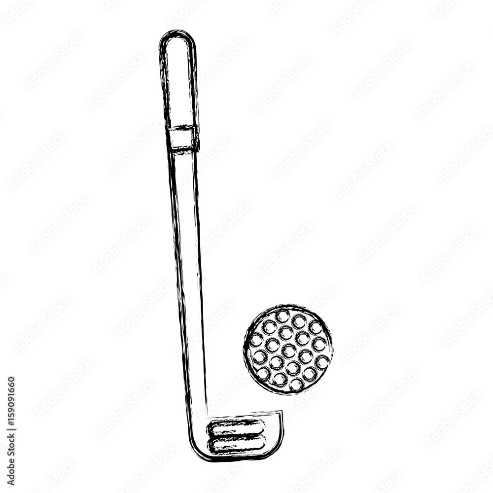 sketch draw golf club and ball vector graphic design Stock Vector ...