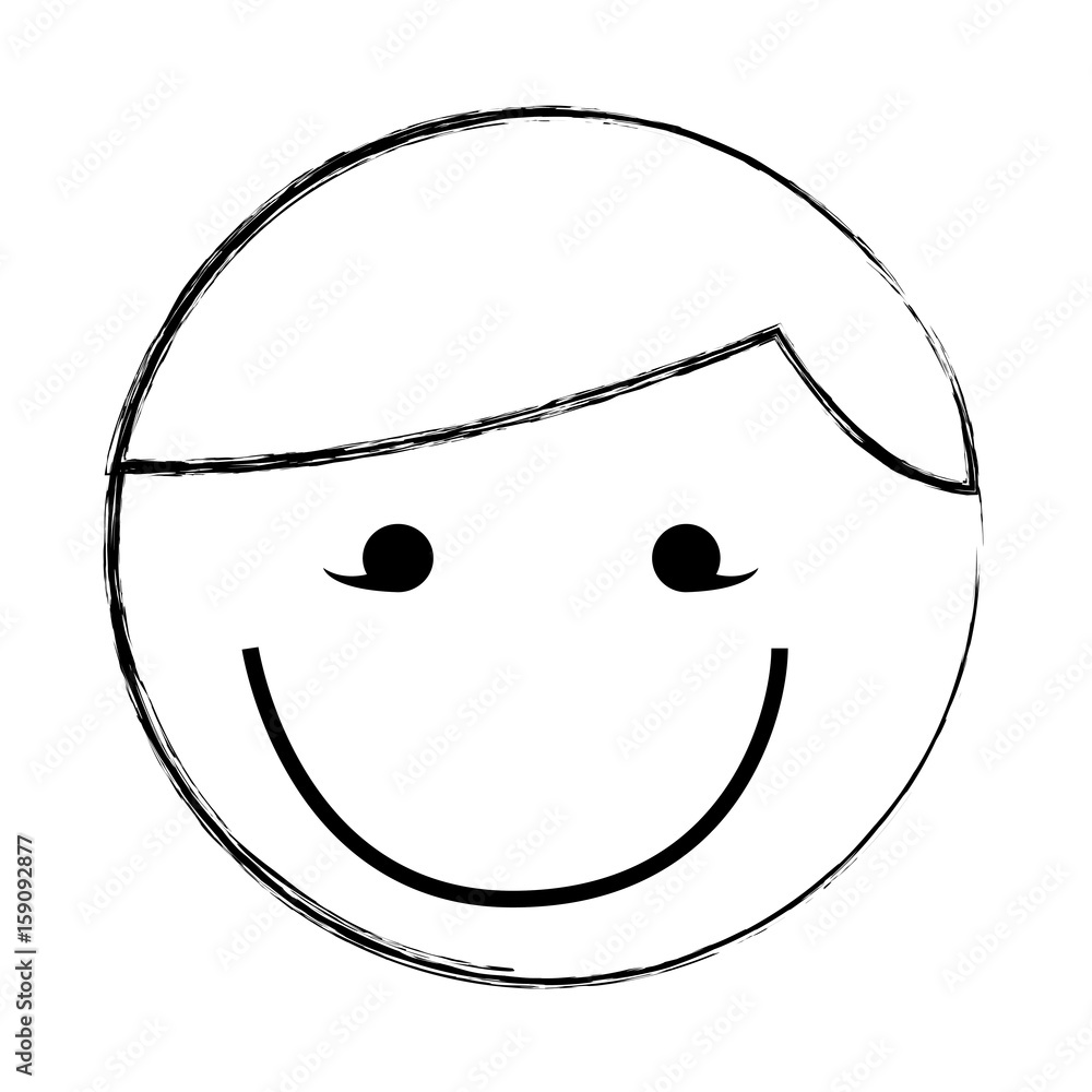 sketch draw round man face cartoon vector graphic design Stock Vector ...