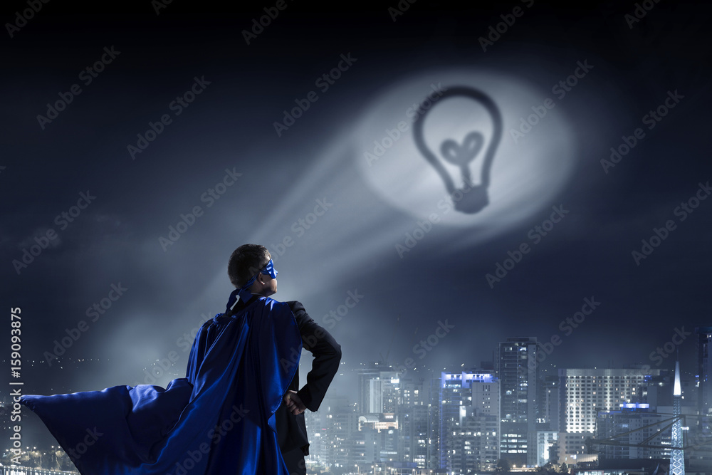 Strong and powerful as super hero . Mixed media Stock Photo | Adobe Stock