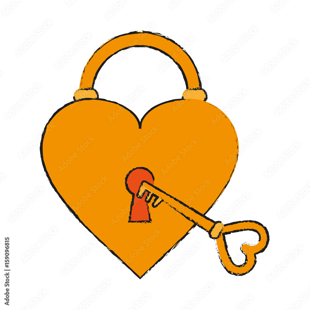 heart padlock draw illustration icon vector design graphic Stock Vector ...