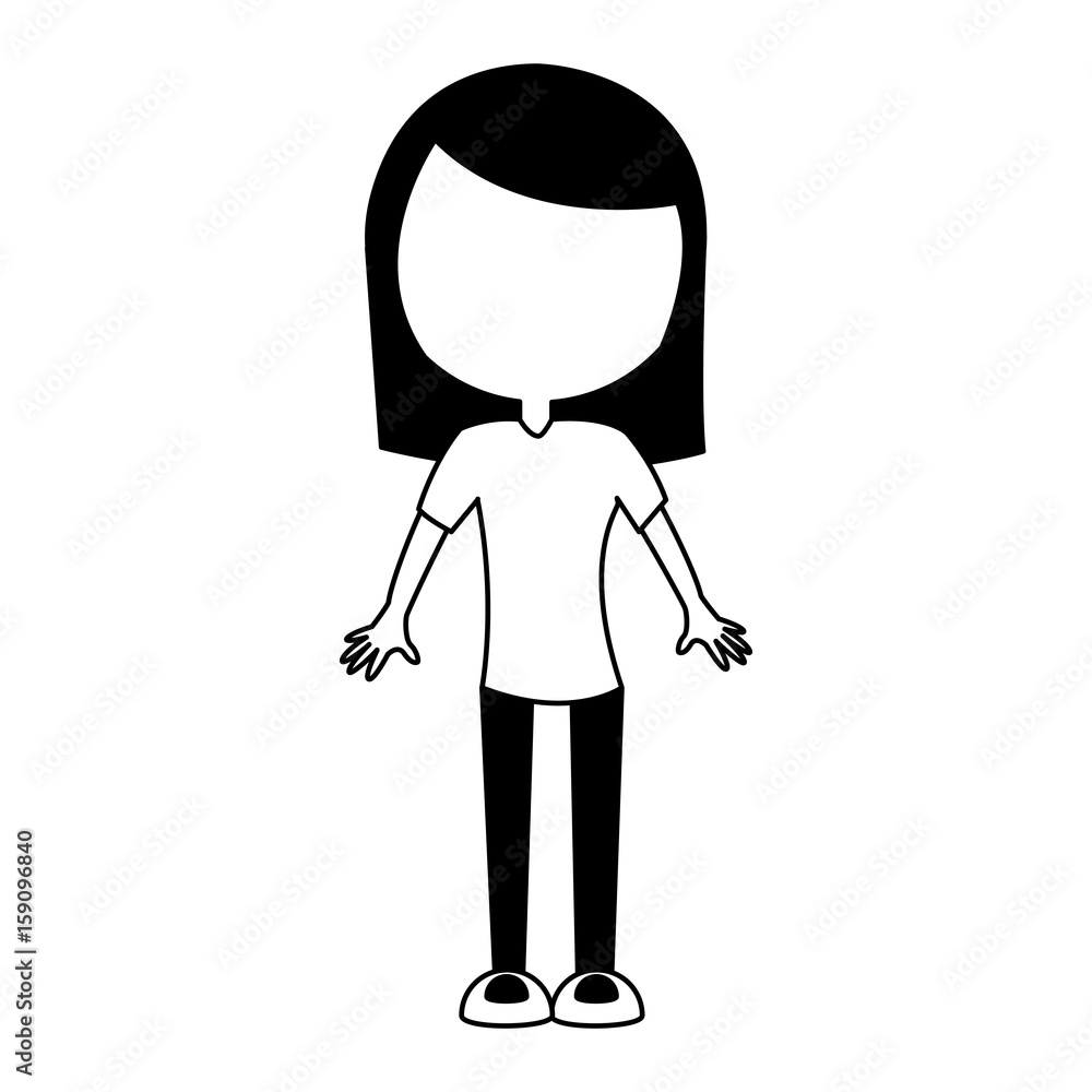 black icon faceless women body cartoon vector graphic design Stock ...