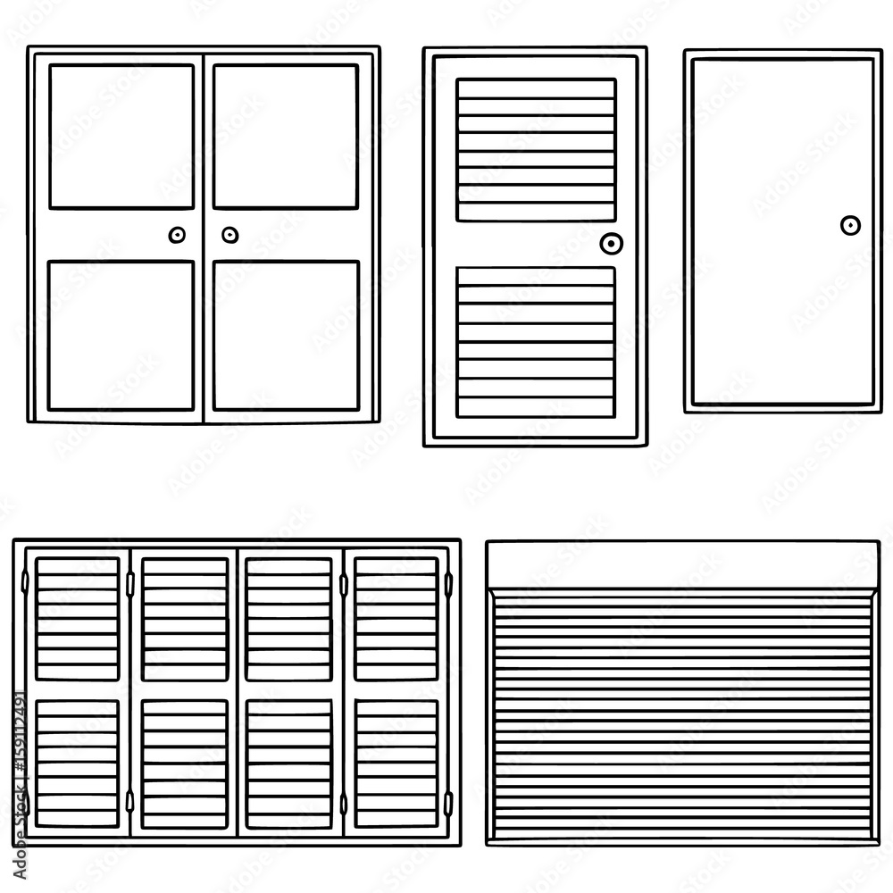 vector set of door Stock Vector | Adobe Stock