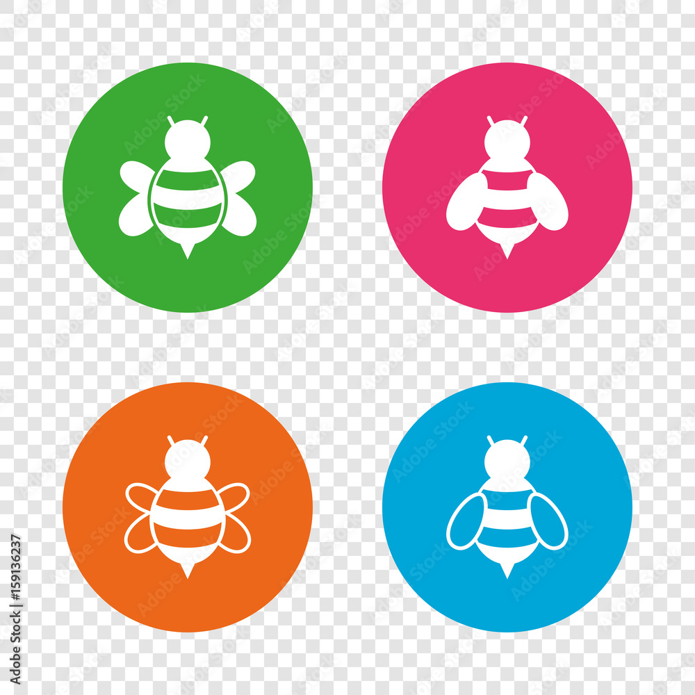 Honey bees icons. Bumblebees symbols. Stock Vector | Adobe Stock
