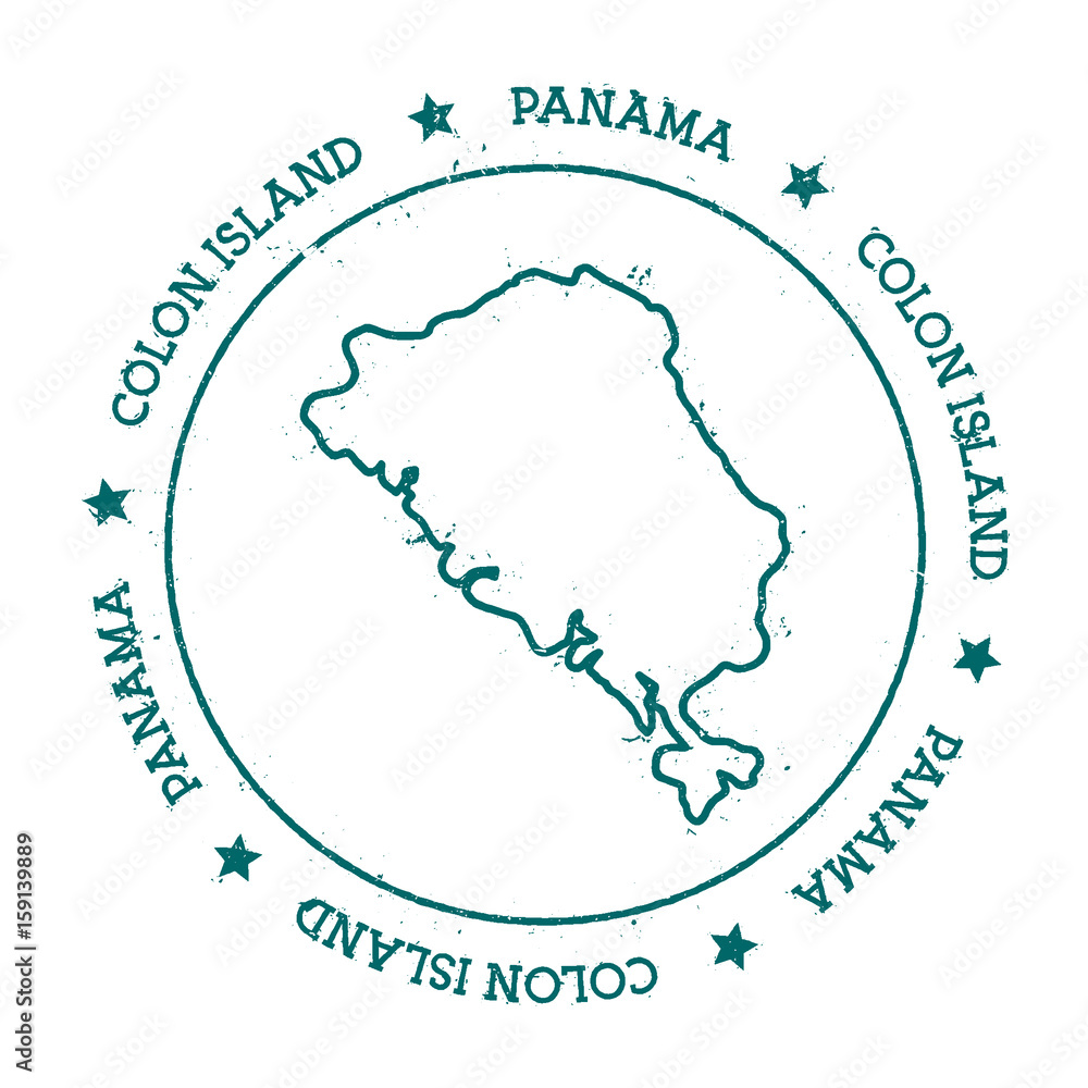 Colon Island vector map. Distressed travel stamp with text wrapped ...