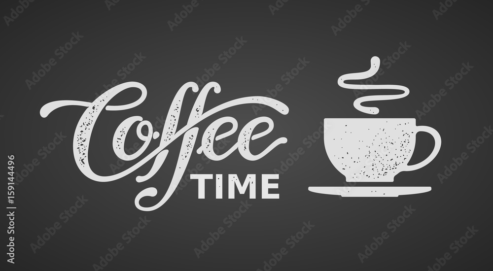 Coffee time. Lettering isolated on black background Stock Vector ...