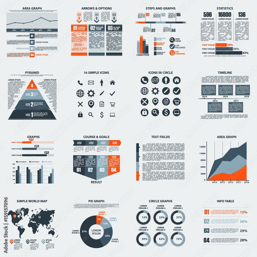 Set of infographics templates. Business vector elements. Chart, Graph ...