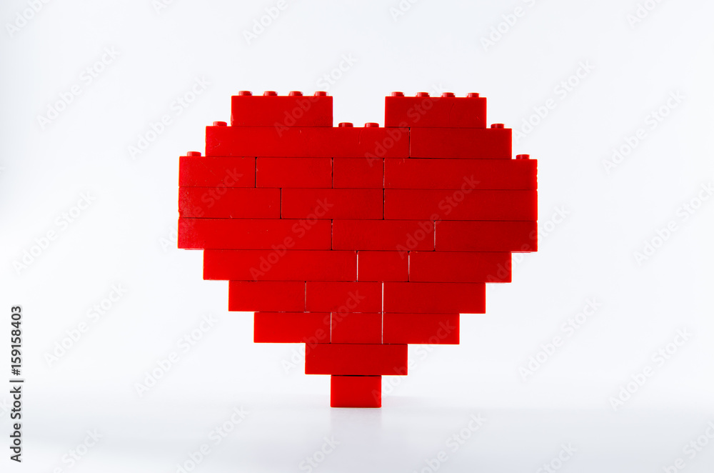 red heart made from Lego blocks on white background Stock Photo | Adobe ...