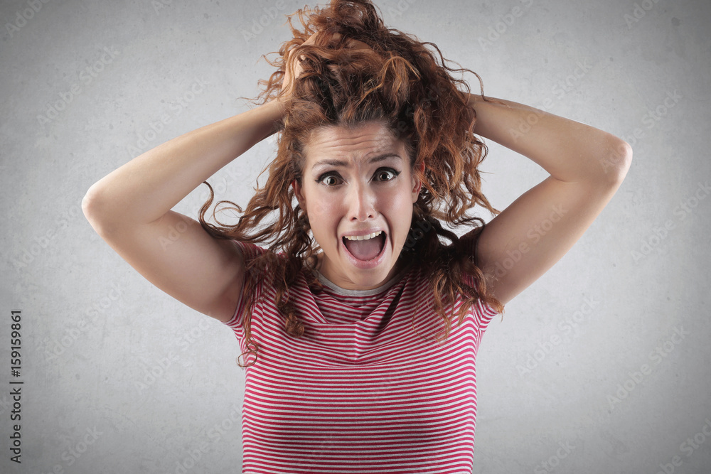 Scared woman screaming Stock Photo | Adobe Stock