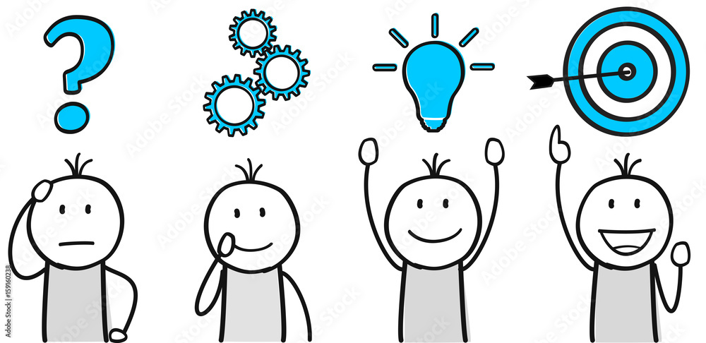 Figuren bei den einzelnen Phasen der Problemlösung Stock-Vektorgrafik ...