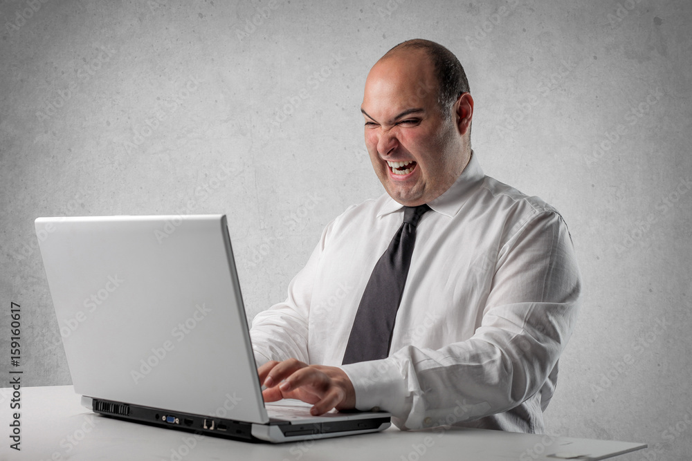 Angry Guy On Computer