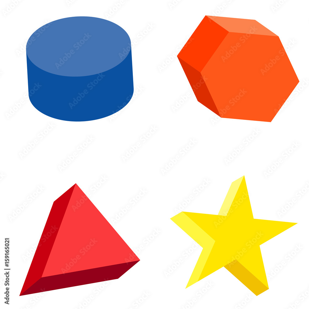 Colorful set of geometric shapes, platonic solids, vector illustration ...