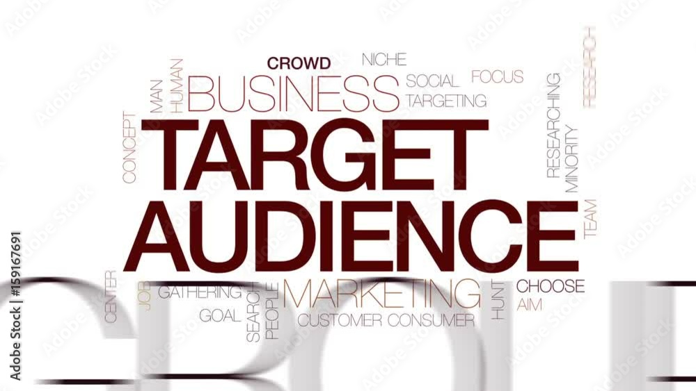 Target audience animated word cloud, text design animation. Kinetic ...