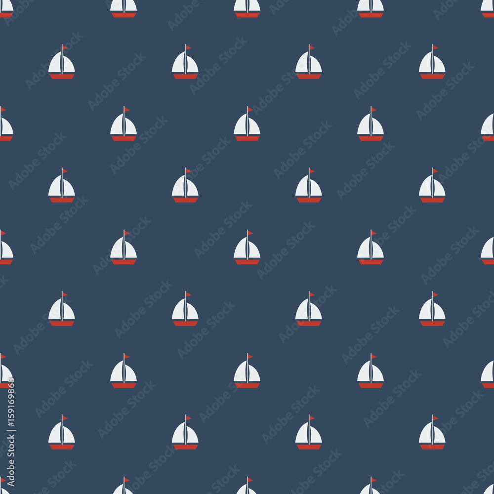 Summer seamless pattern with sailing boat. Nautical seamless pattern ...
