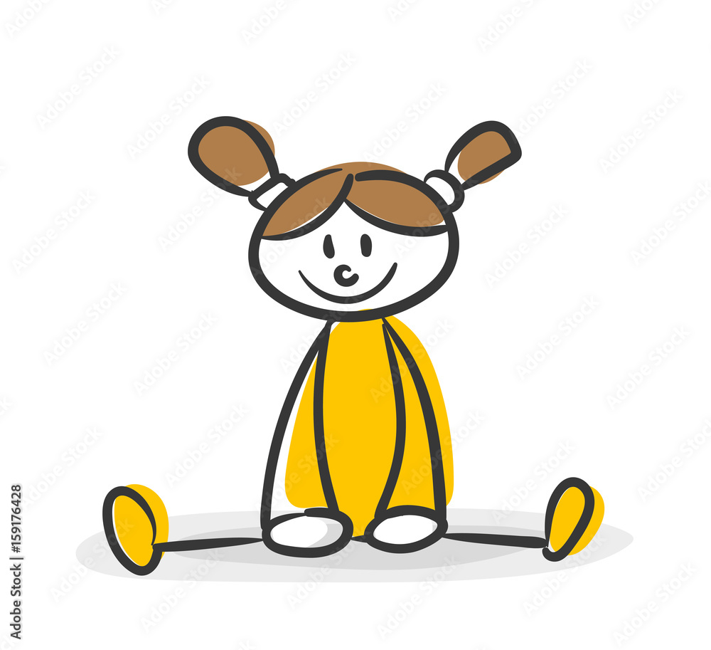 Strichfiguren Kinder Mädchen Spagat Stock-Vektorgrafik | Adobe Stock