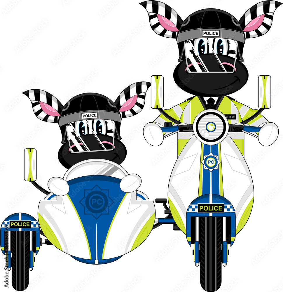Cartoon Zebra Police on Scooter Stock Vector | Adobe Stock