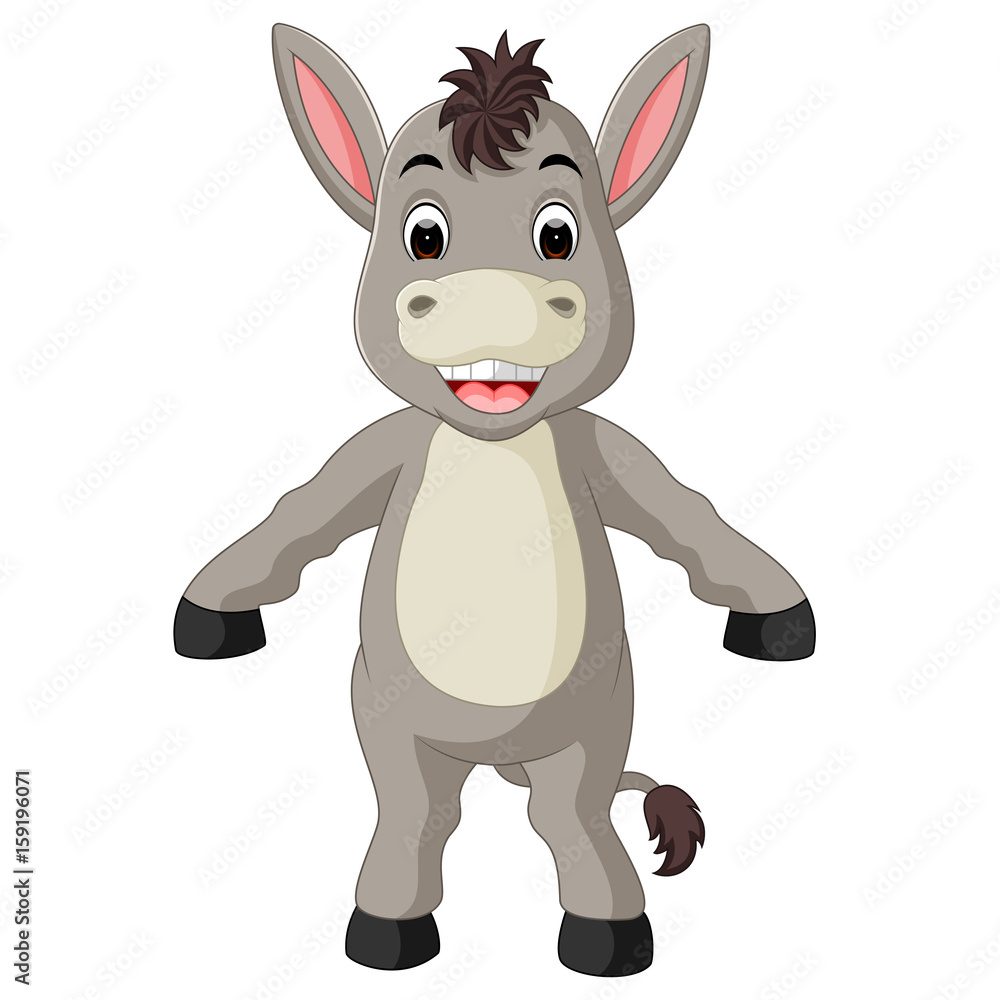 Cute donkey cartoon waving hand Stock Vector | Adobe Stock