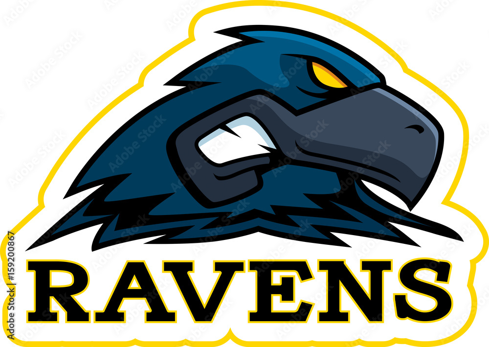 Cartoon Raven Mascot Stock Vector | Adobe Stock