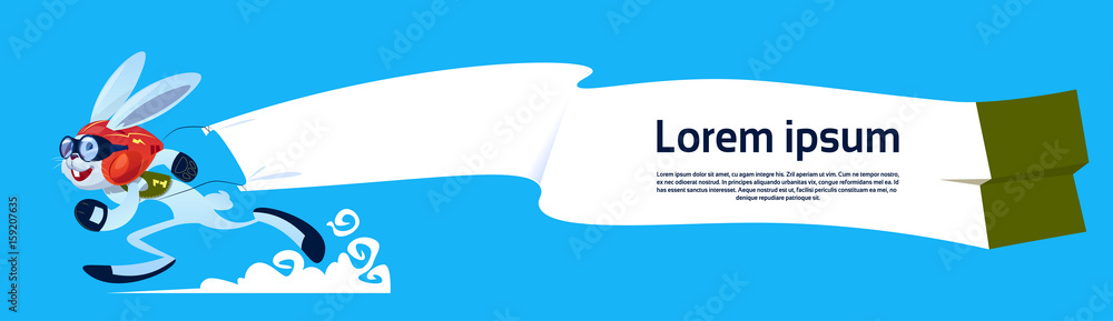 Cartoon Rabbit Sporty Running Carry Big Horizontal Advertisement Banner ...