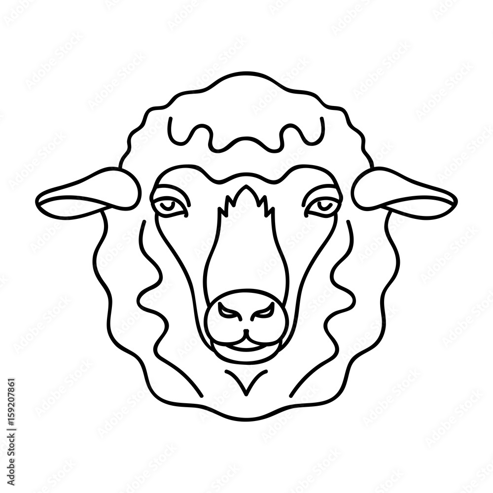 Vector line art sheep face farm animal icon Stock Vector | Adobe Stock