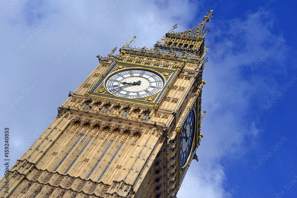 Big Ben clock tower, also known as Elizabeth Tower is near Westminster ...