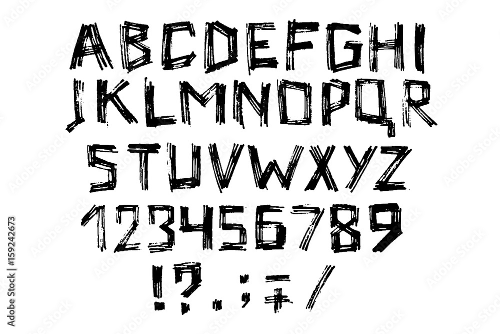 Hand drawn highlighter font. Modern lettering. Grunge style alphabet ...