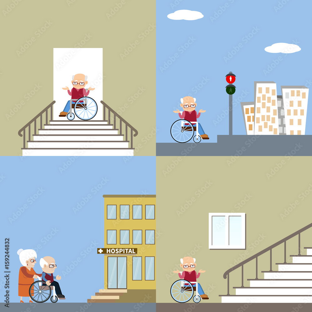Concept illustration for challenges of physically challenged people ...