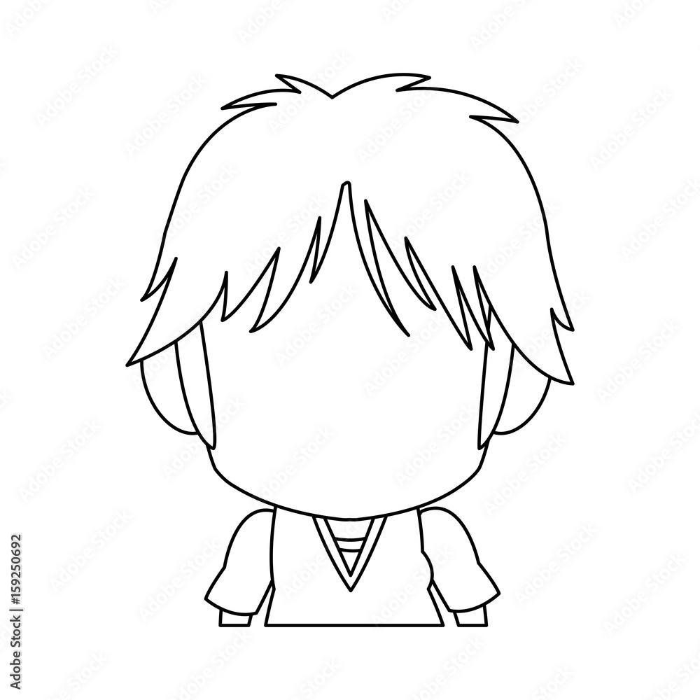faceless anime tennager hair style contour vector illustration Stock ...