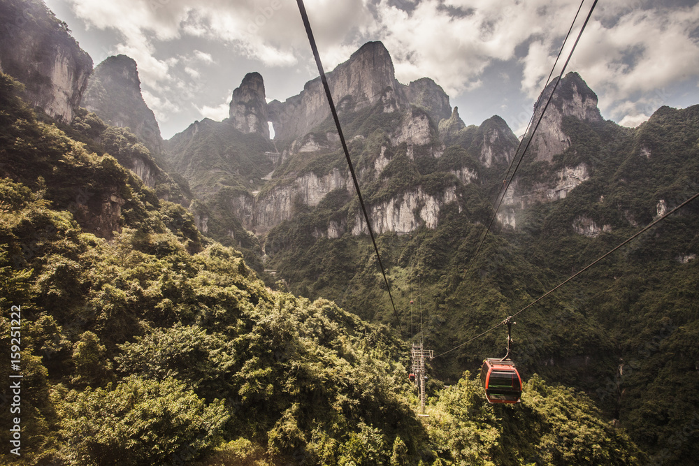 Cable car at Tianmen mountain in Zhangjiajie, China Stock Photo | Adobe ...