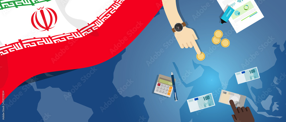 Iran economy fiscal money trade concept illustration of financial ...