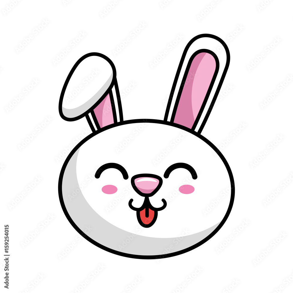 kawaii bunny icon over white background colorful design vector ...