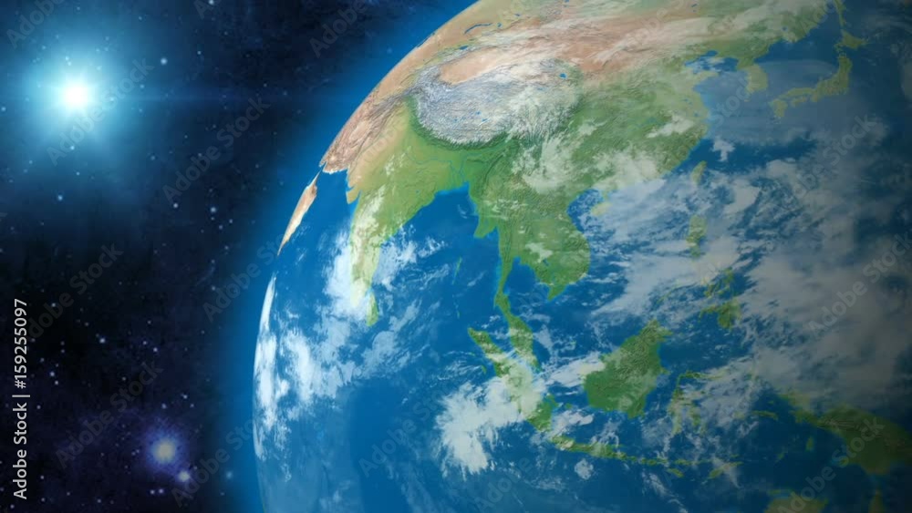 Realistic Earth Rotating on space (Loop). Texture map courtesy of NASA ...