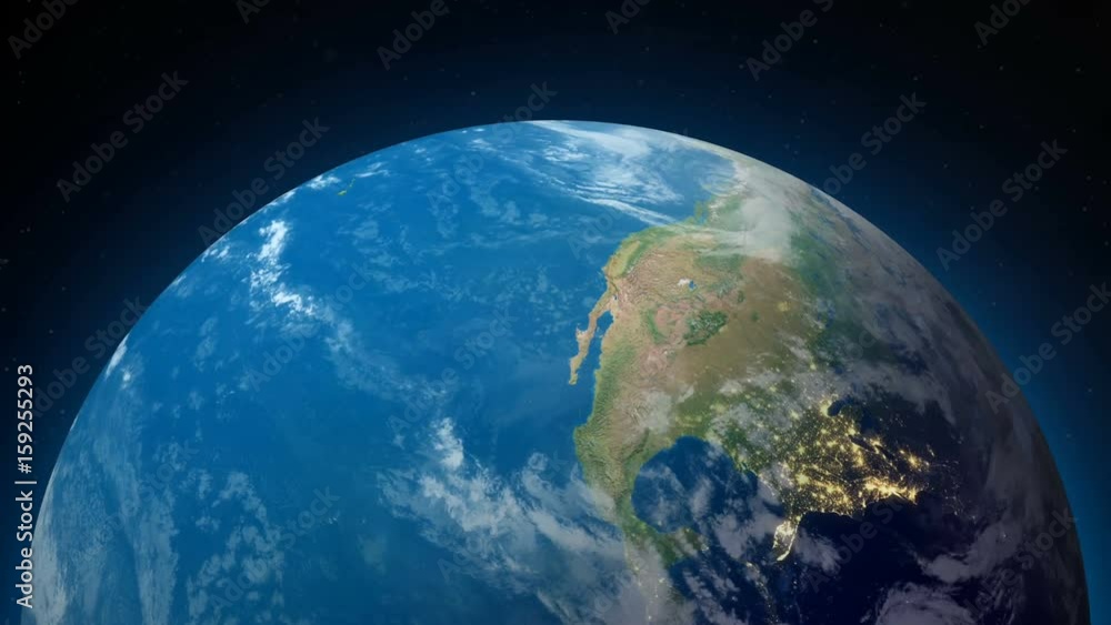 Realistic Earth Rotating on space (Loop). Texture map courtesy of NASA ...