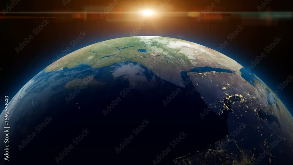 Realistic Earth Rotating on space (Loop). Texture map courtesy of NASA ...