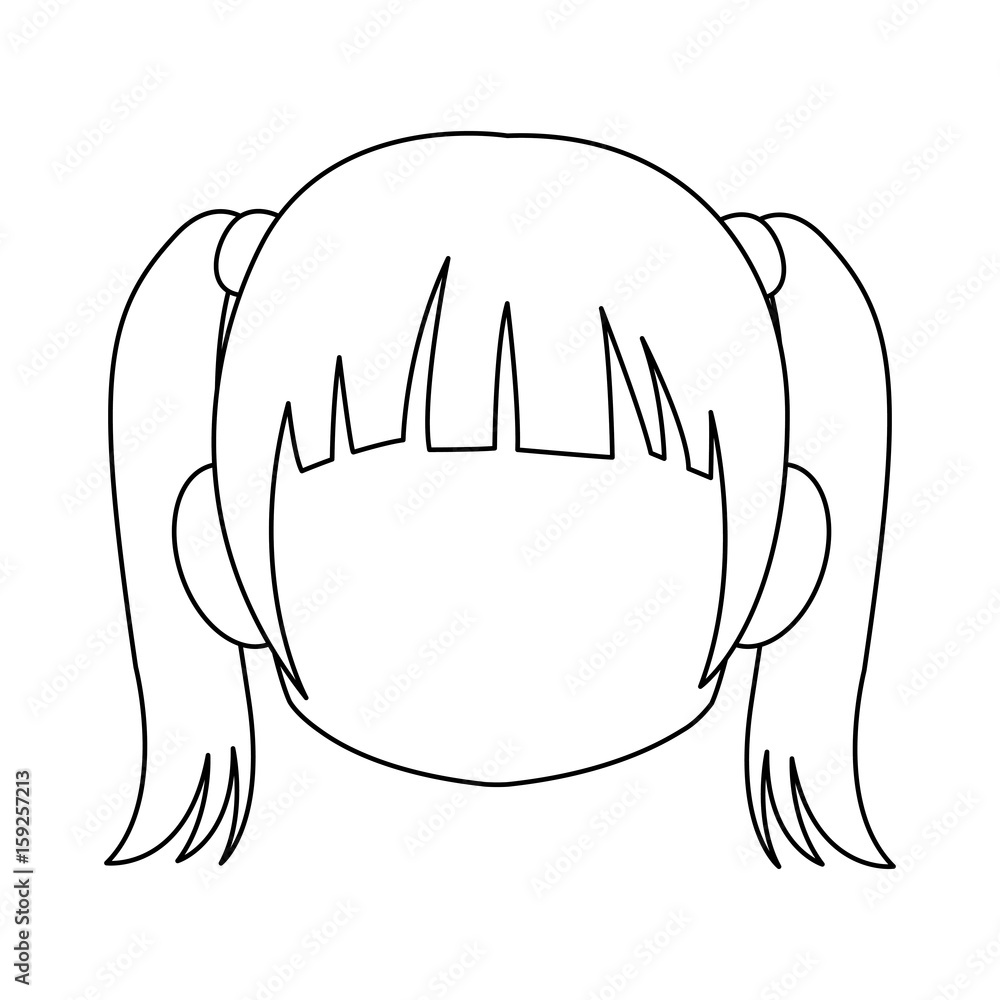 chibi anime girl avatar contour default vector illustration Stock ...