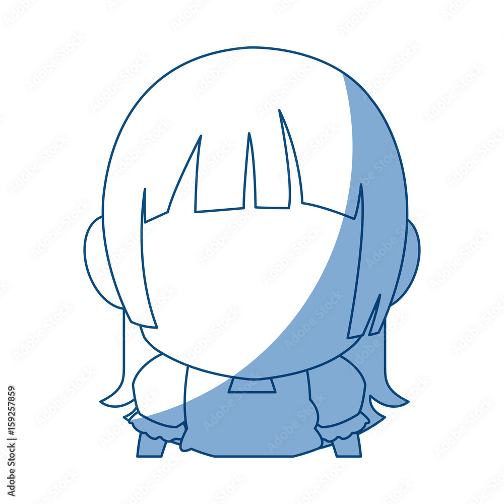 manga anime girl chibi character contour vector illustration Stock ...