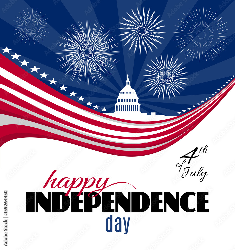 Happy Independence day greeting card or poster template. Patriotic ...