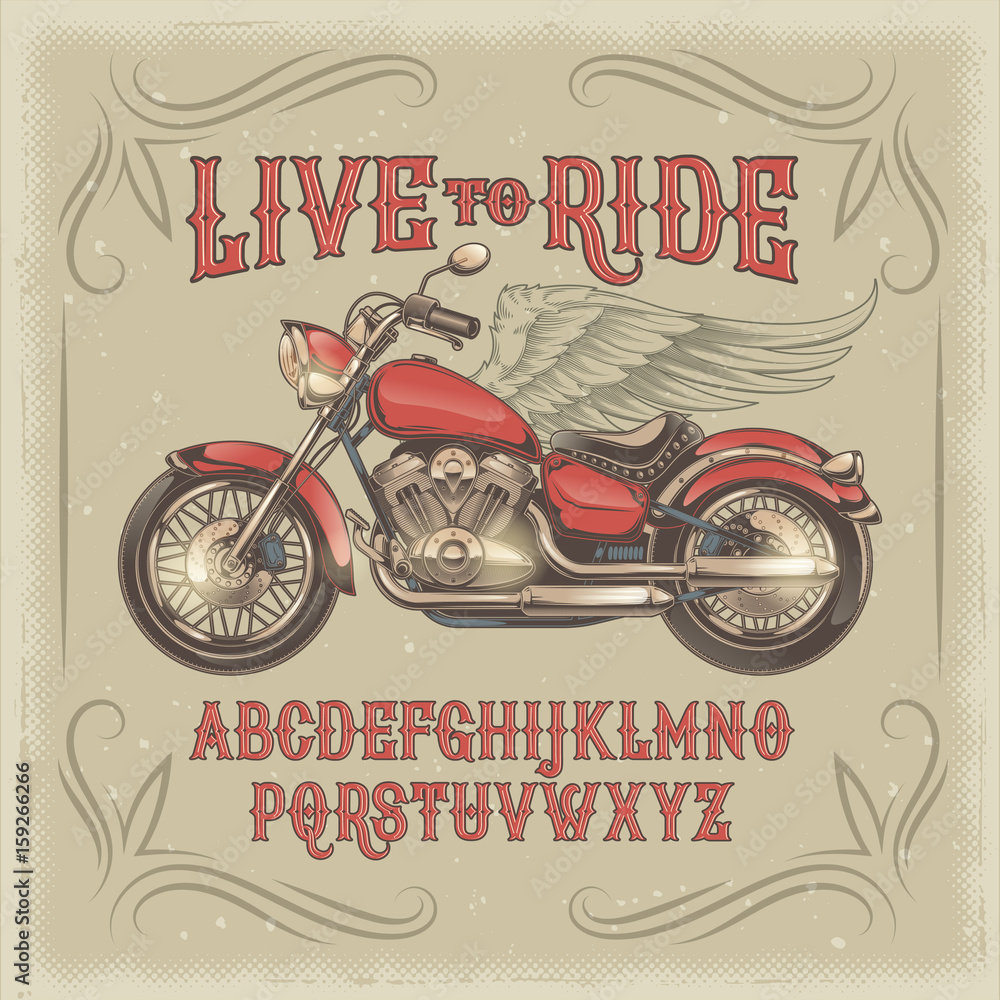 Vector illustration of a red vintage font, the Latin alphabet with ...