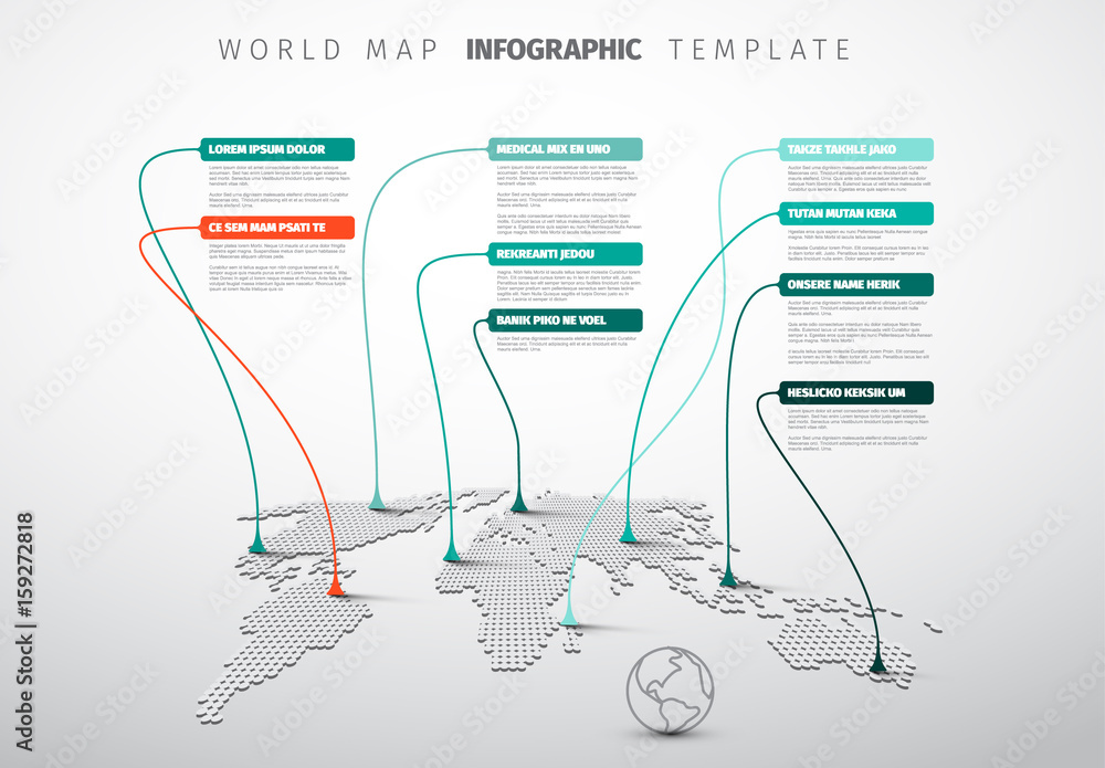 World map infographic template Stock Vector | Adobe Stock