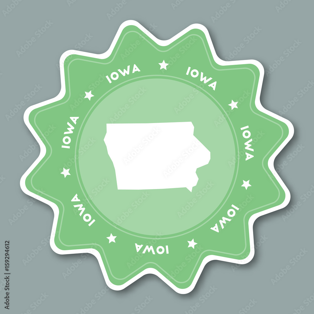 Iowa map sticker in trendy colors. Travel sticker with US state name ...