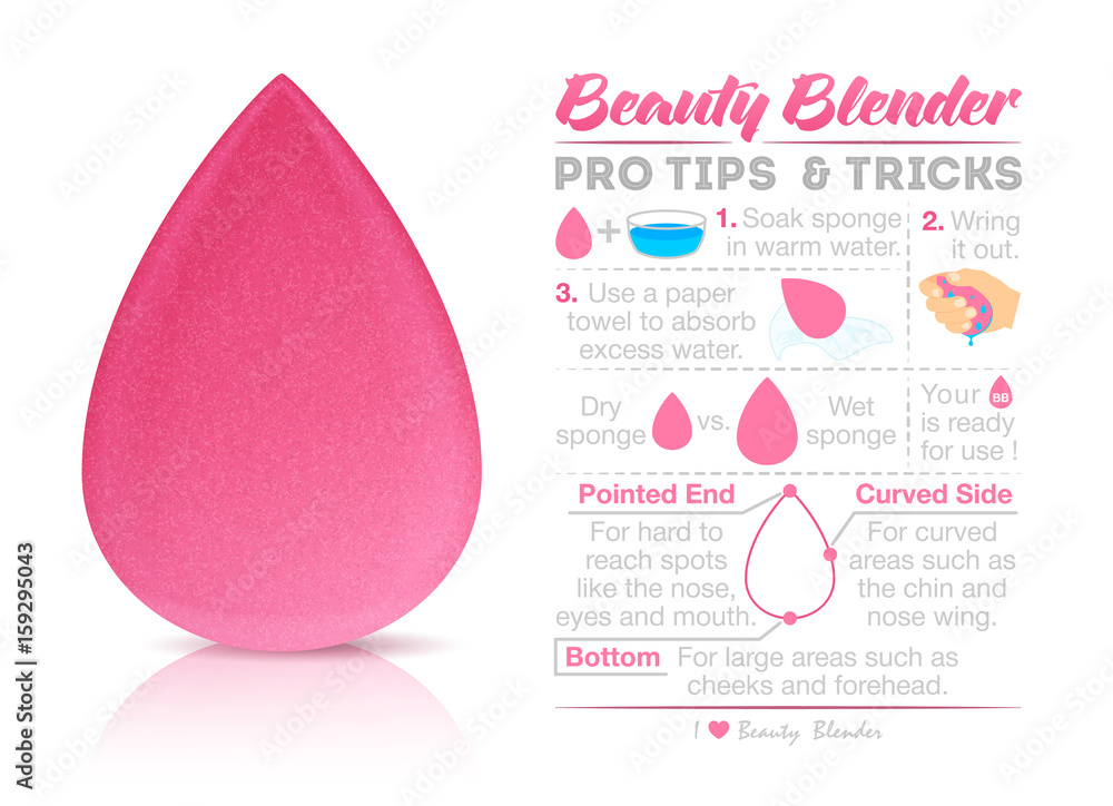 Vector makeup - sponge infographic isolated on white background. Beauty ...