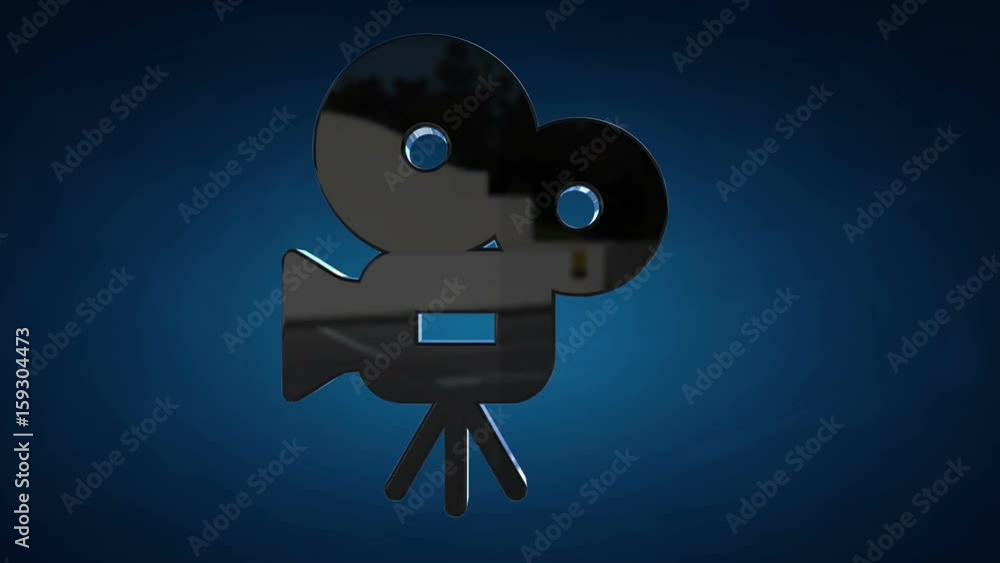 Movie camera logo rotate. Symbol for cinema, technology logotype ...