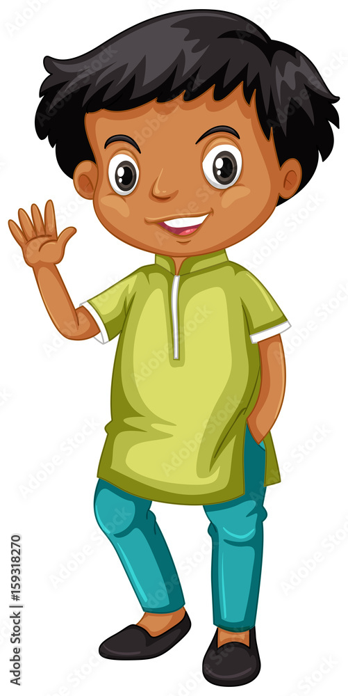Indian boy waving hand Stock Vector | Adobe Stock