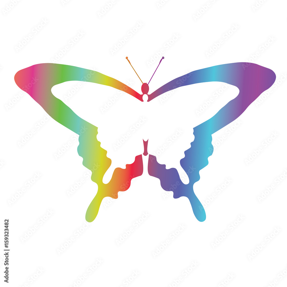 Logo butterfly. Flat vector butterfly. Outline butterfly silhouette. Flat vector silhouette of ...