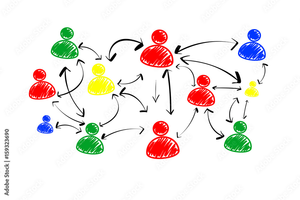 Multi color network connection isolated on a white background Stock ...