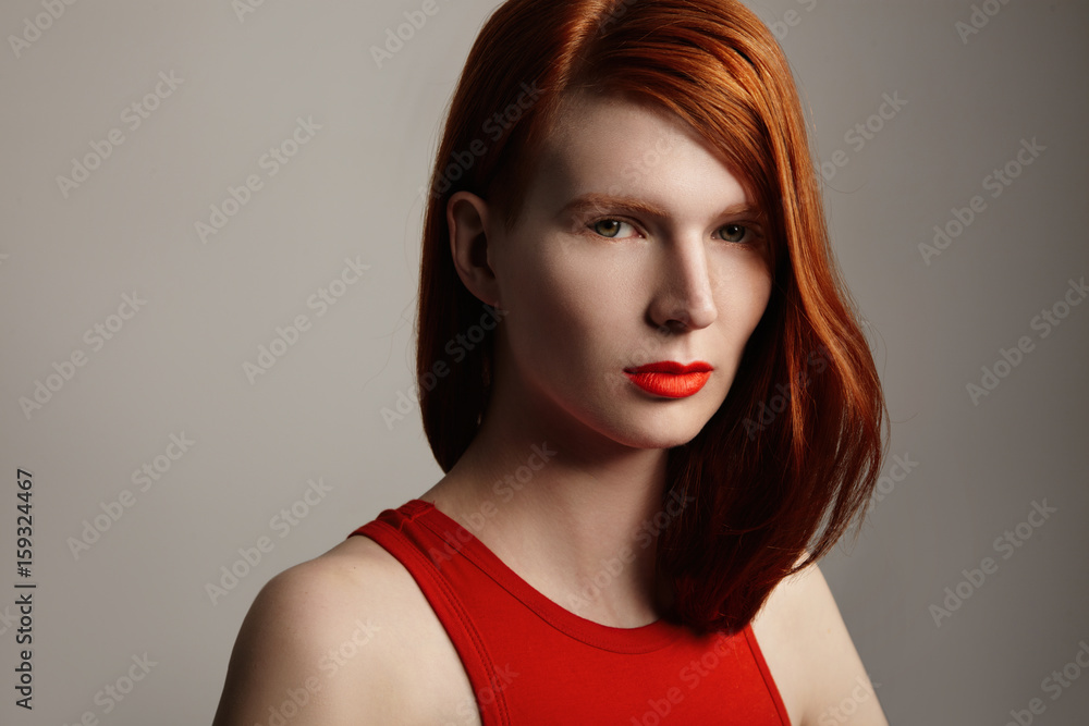 ginger hair model portrait with ideal beauty skin Stock Photo | Adobe Stock