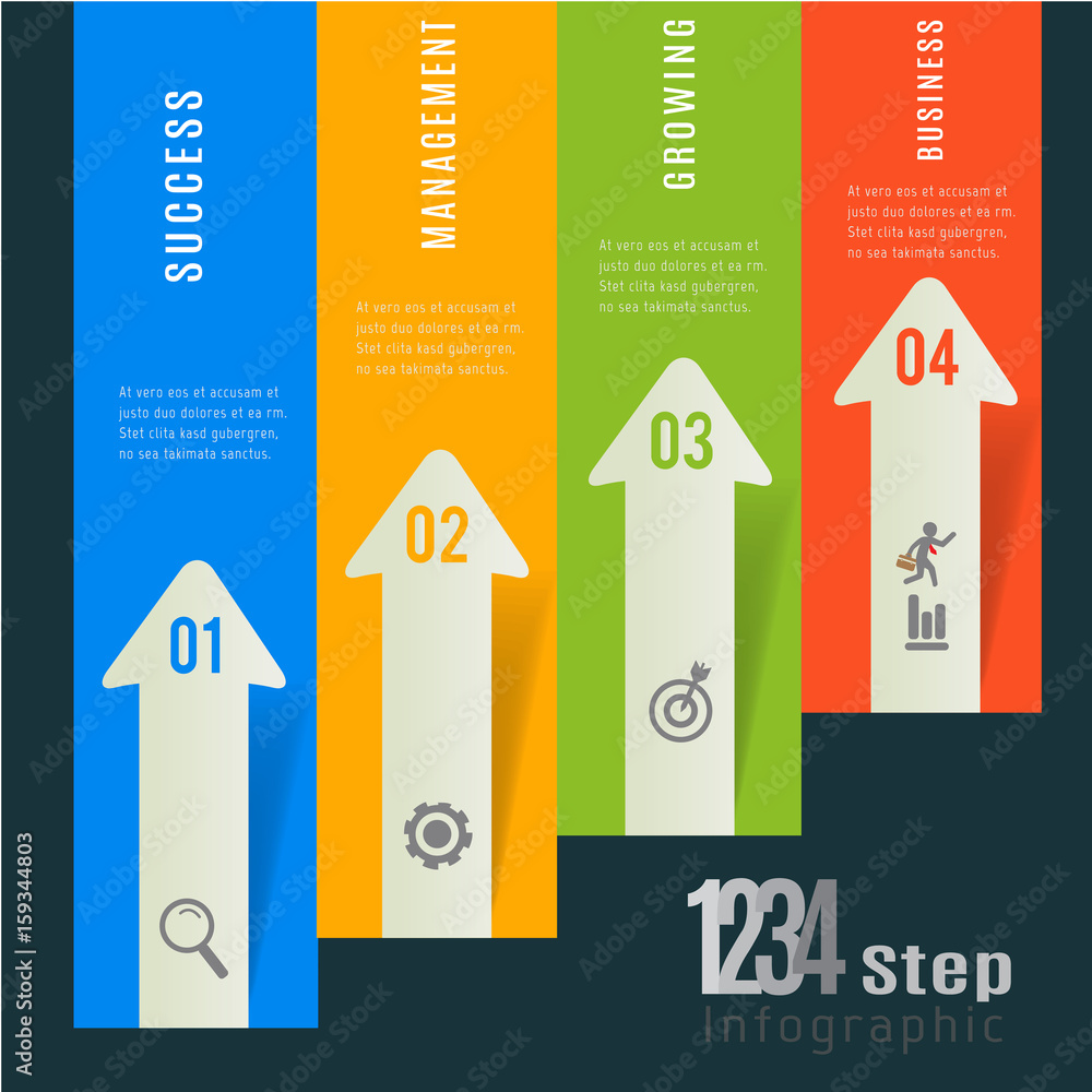 Modern design number 4 step template can used for banner,infographic ...