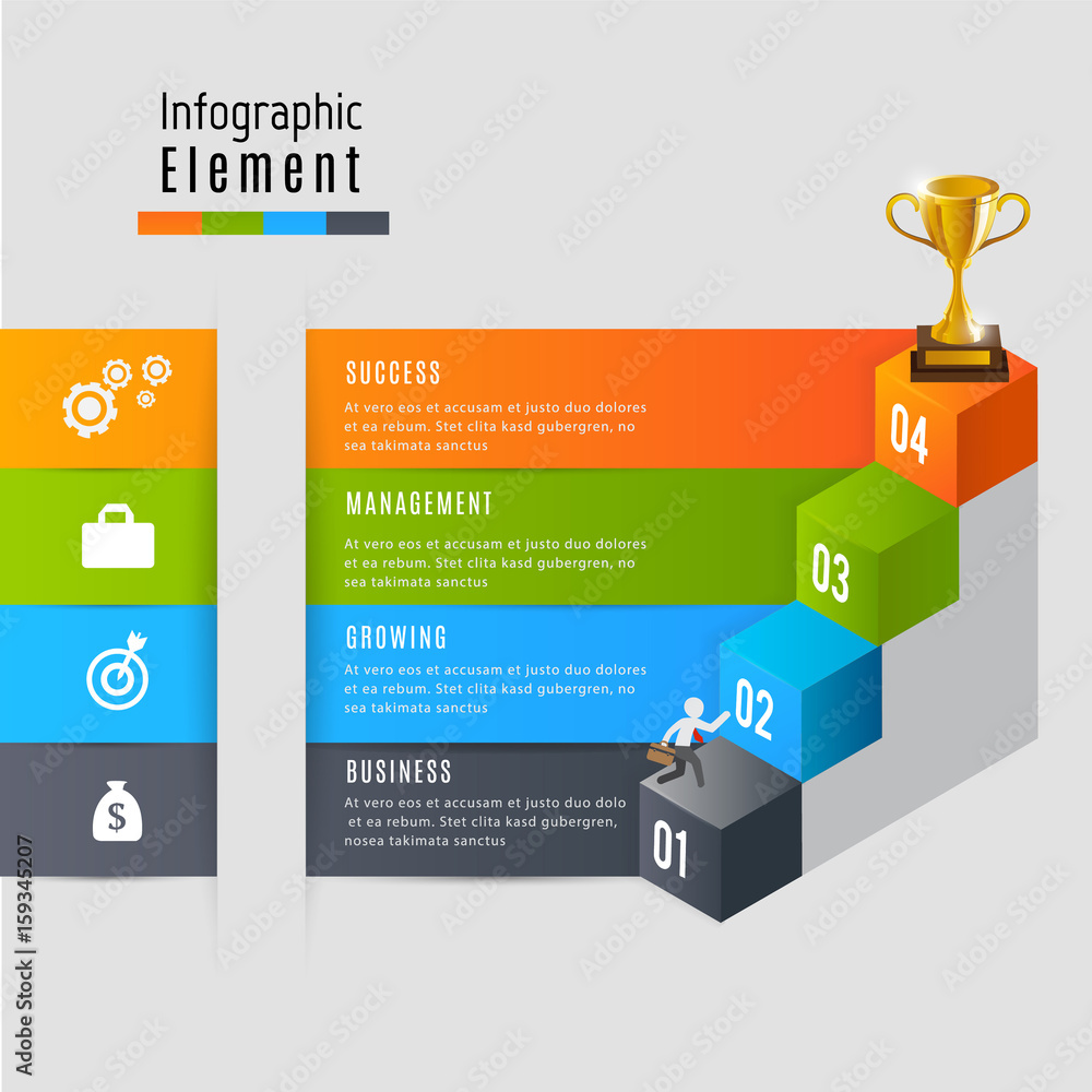 3D Modern design number 4 step template can used for banner,infographic ...