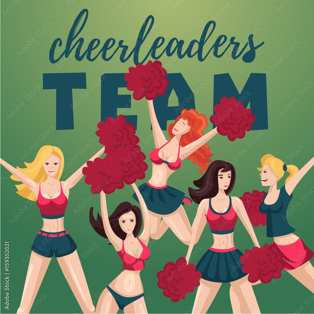 Girl cheerleaders. People cartoon character. Team sport. Stock Vector ...